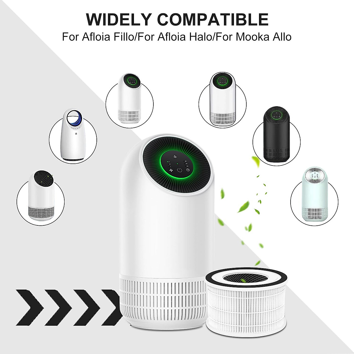 2-Pack True Replacement Filter Compatible with Afloia Fillo/Halo/Mooka Allo, 3-in-1 High Efficiency True Filter for Fillo filter, for Moo ka Allo Filter