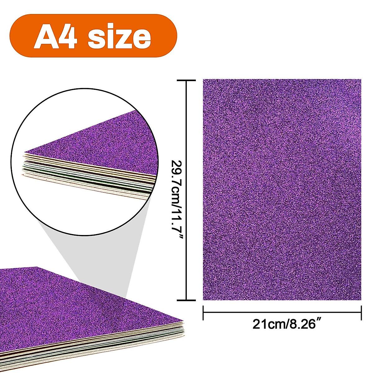 Sukh 13pcs Glitter Cardstock Paper - Glitter Cardstock Craft Paper A4 Thick Colored Crafts Christmas Valentines Gift Box Wrapping DIY Wedding Birthday Party Sparkle Decor Scrapbook 13 Colors 250GSM