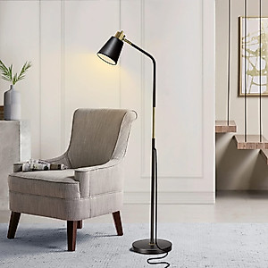 Floor Lamp, Industrial Floor Lamp Height Adjustable 360°Rotation Lampshade Modern Standing Lamp, Floor Lamps for Living Room, Office, Bedroom Reading, Work etc (Black)