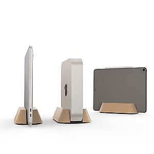 KUSOVILI Vertical Laptop Stand for Desk, Adjustable Vertical Laptop Holder, Natural Wood Desktop Dock for Apple MacBook pro, Surface, Lenovo, Dell and More (up to 17.3 inches)