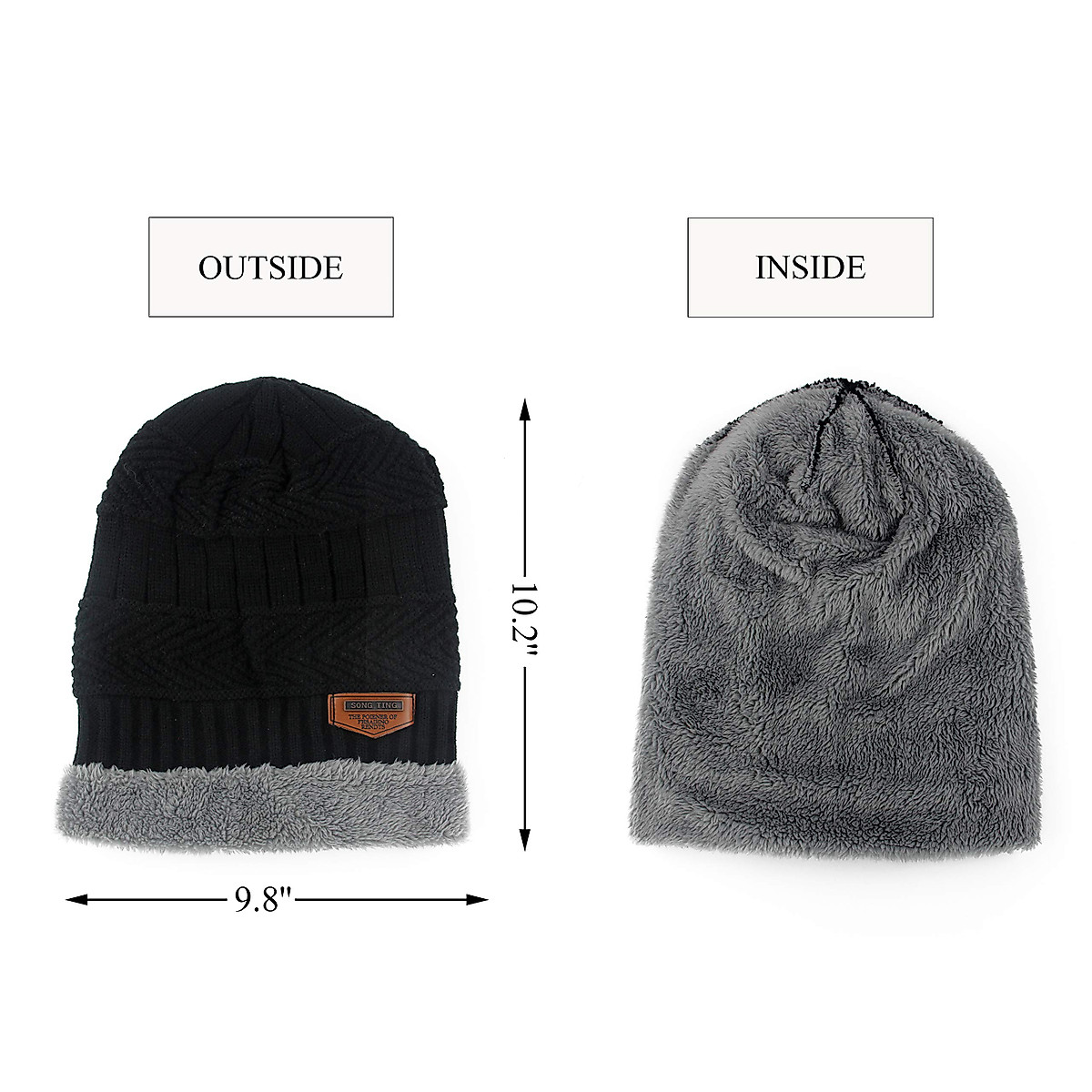 Muryobao Thick Warm Winter Beanie Hat Slouchy Skully Knit Hats Soft Stretch Ribbed Cap for Women Snow Ski Black