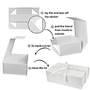 YINUOYOUJIA Gift Box14x9x4.5 Inches,Large Gift Box with Magnetic Closure Lid,Ribbon and Card,White Present Box for Birthady,Valentine's Day,Mother's Day,Christmas,Box DIY,Anniversary