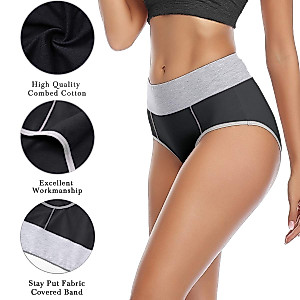 wirarpa Women's Cotton Underwear High Waist Briefs 4 Pack Ladies Soft Breathable Plus Size Panties Full Coverage Underpants Black 4X-Large