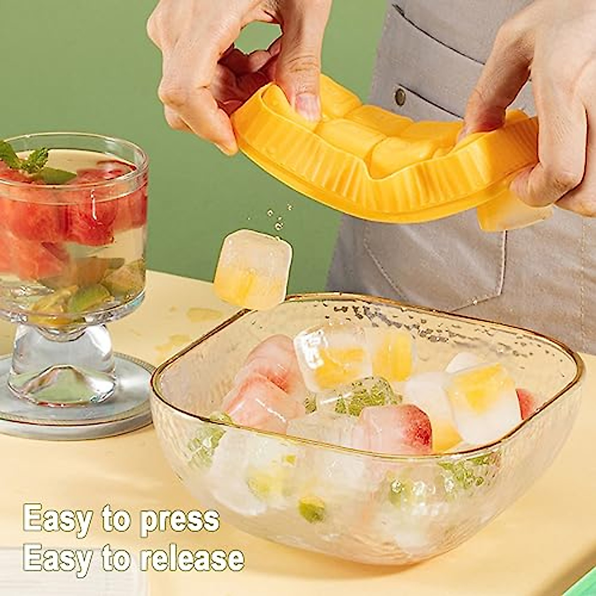 Small Ice Cube Silicone Trays with Lids, Mini Ice Cube Trays for Freezer 3 Pack, Tiny Ice Cubes Tray with Cover, Silicone Bottom PP Lid BPA Free, Easy-Release Reusable