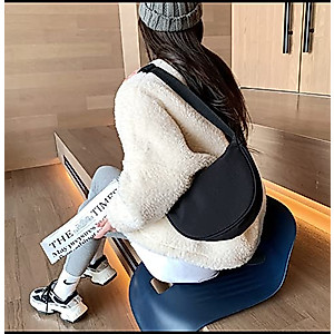 Hipi-shop Fashion color Personalized design nylon dumpling bag crossbody bag street style shoulder bag purse wallet for men and women (Black)