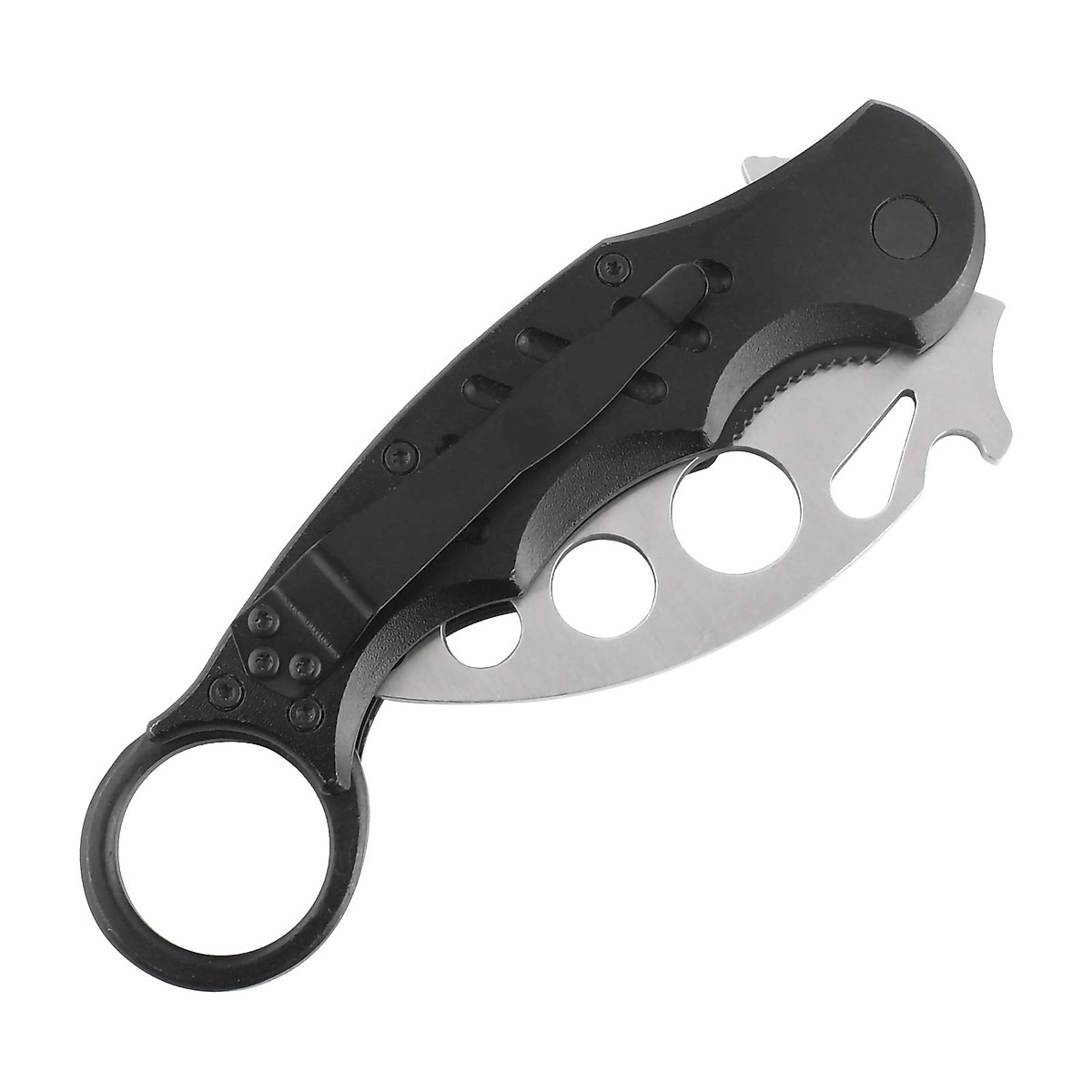 Andux Karambit, Stainless Steel Tool Holes with Pocket Clip Dull WD01 (Black)