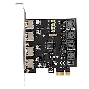 USB 3.0 PCIe Expansion Card, 4 Port SuperSpeed PCIE to USB 3.0 Expansion Card for Windows Server, PCsBuild in SelfPowered Technology, No Need Additional Power Supply