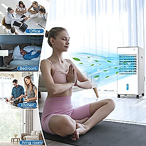 Portable Air Conditioners, 3-IN-1 Air Conditioner Portable for Room, 3 Speeds Evaporative Air Cooler, Fast Cooling Portable AC w/Timer, 52° Oscillation Tower Fan, Remote Swamp Cooler for Office