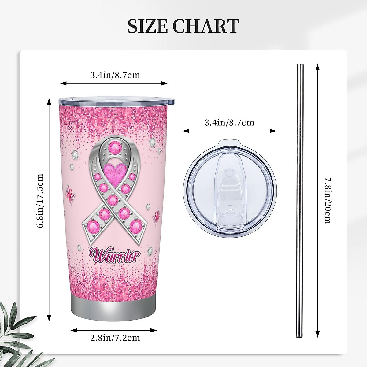 Breast Cancer Gifts for Women, Breast Cancer Gifts Stainless Steel Tumbler 20oz, Breast Cancer Awareness Gifts, Breast Cancer Survivor Gifts for Women, Pink Ribbon Gifts for Breast Cancer Patients