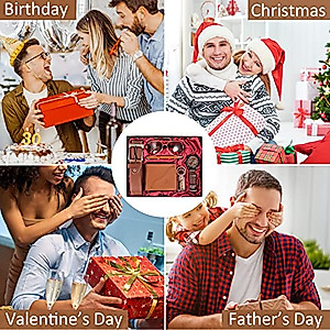 6pcs Men's Gift Set with Box Brown Leather Belt Wallet Watch Glasses Keychain Ballpoint Pen Gifts for Men