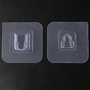 Clear Double-Sided Adhesive Wall Hooks - 10-Piece Mounted Door Hanger Kit - No Drill Sticker Hangers with Suction Cup for Bathroom, Kitchen