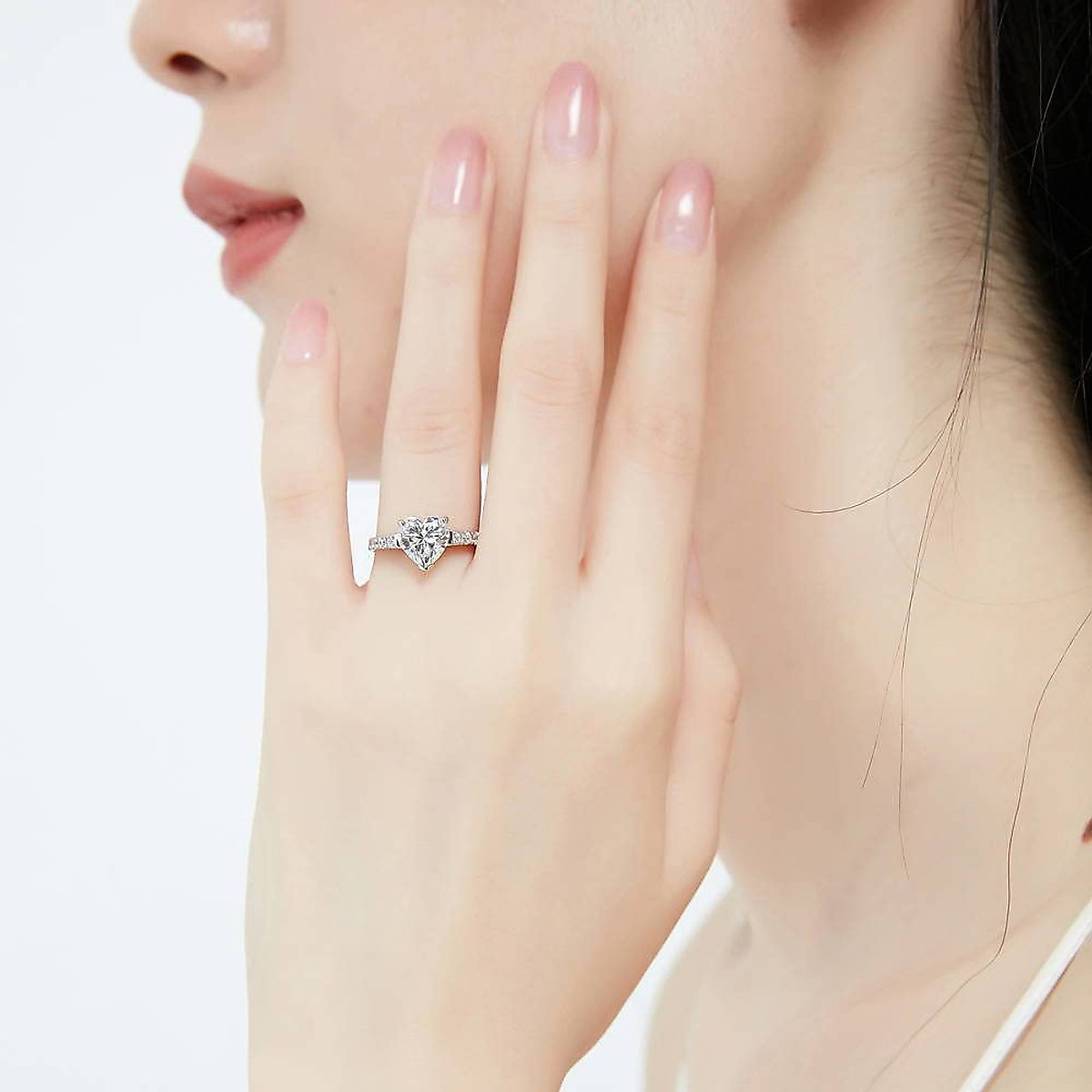 BERRICLE Sterling Silver Solitaire Wedding Engagement Rings 1.7 Carat Cubic Zirconia CZ Heart Promise Ring for Women, Rhodium Plated Size 9