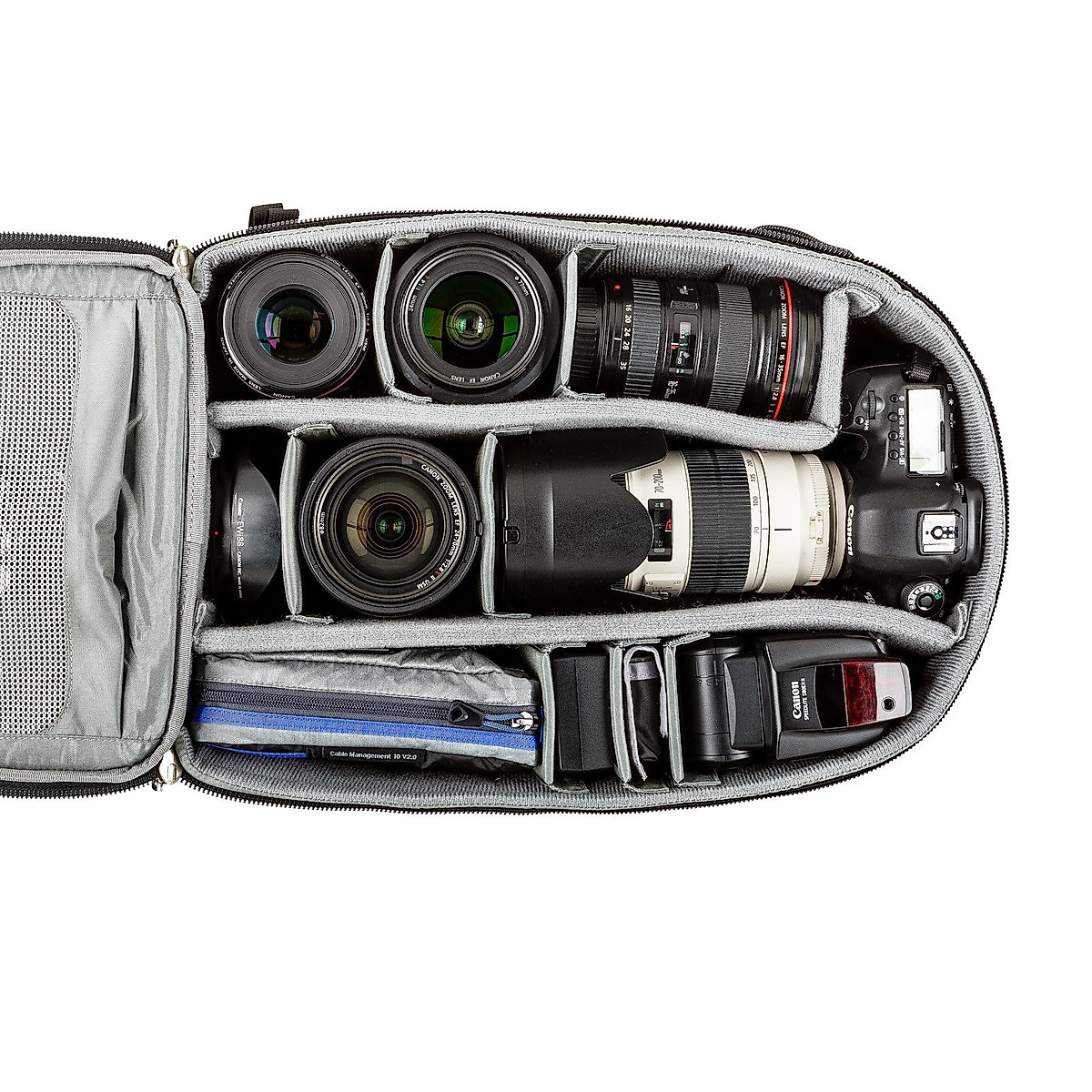 Think Tank Airport Essentials Backpack for Standard DSLR System, 300mm f/2.8/iPad/13 Laptop, Small