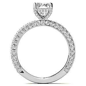 Kiara Gems 1.60 CT Radiant Moissanite Engagement Ring Wedding Bridal Ring Set Solitaire Accent 4-Prong-Setting 10K 14K 18K Solid Gold Sterling Silver Anniversary Promise Ring Gift for Her (11.5)