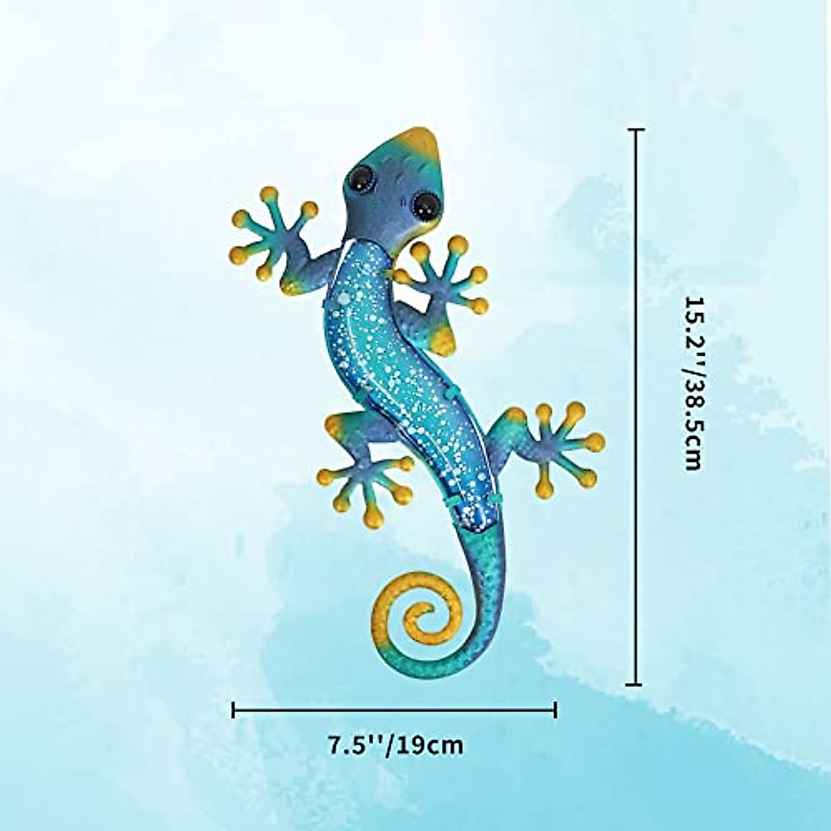 LIFFY Metal Lizard Wall Decor Outdoor Indoor Metal Wall Art Gecko Hanging Decorations Metal and Glass Garden Theme Home Decorations for Garden Living Room Bedroom