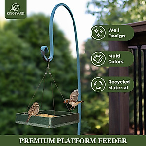 Kingsyard Platform Bird Feeder for Outside, Recycled Plastic Hanging Tray Bird Feeders with Large Capacity 3.5 lbs, Premium Quality & Durable, Great for Attracting Wild Birds, Green