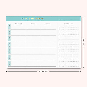 Sweetzer & Orange Weekly Meal Planner and Grocery List Magnetic Notepad. Pink 10x7” Meal Planning Pad with Tear Off Shopping List. Plan Weekly Menu Food for Weight Loss or Dinner List for Family!