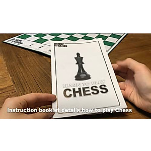 Bobby Fischer® Learn to Play Chess Set Board Game, Easy to Understand - How to Play Chess Book, 34 Plastic Staunton Chess Pieces, Folding Illustrated Chess Board, Family Games for Kids and Adults