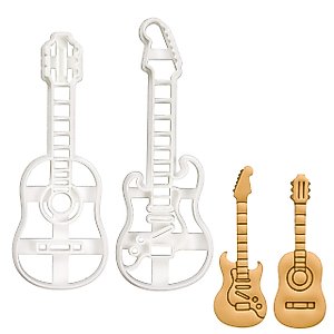 Set of 2 Guitar cookie cutters (Designs: Acoustic and Electric Guitar), 2 pieces - Bakerlogy