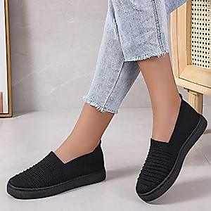 Leewos Women Work Tennis Shoes Fashion Sneakers Lightweight Soft Cushion Safety Shoes Summer Dressy Sneakers Running Shoes Black