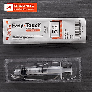 EasyTouch Luer-Lock Syringe Barrel, 5ML Syringe, Pack of 50