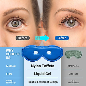 Gel Eye Mask Reusable Cooling Eye Mak with Eye Holes, Cold Eye Sleep Mask for Women Men, Eye Ice Pack Cold Eye Compress for Puffy Eyes Migraine Headache, Stress Relief, Dry Eyes Dark Circles