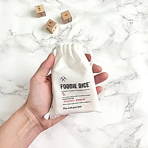 Foodie Dice® No. 1 Seasonal Dinners (pouch) - Classic Edition // Laser engraved wood dice for cooking inspiration/Foodie gift, Christmas gift, Stocking Stuffer, gifts for women