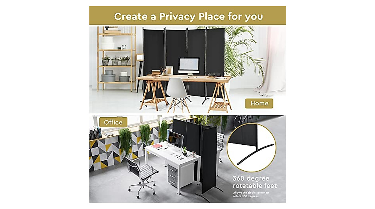Giantex 5.6 Ft Tall Room Divider - Portable Black Privacy Screen