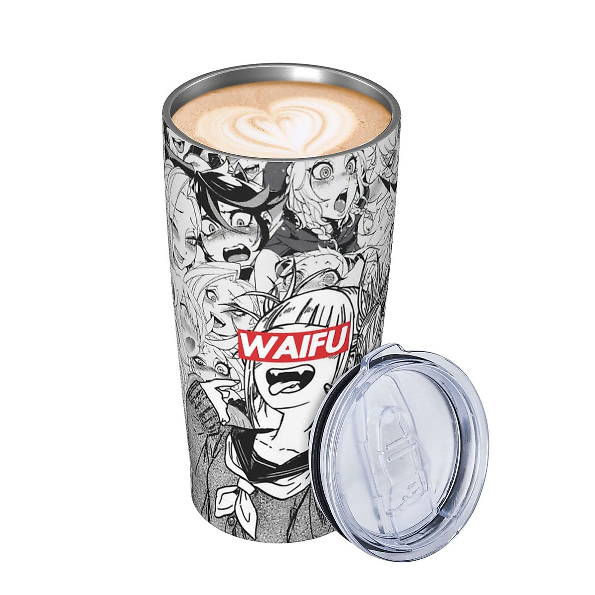 IAMNAT Face Himiko Toga Waifu-Anime Car Mug With Straw Cups Heat Insulation Travel Coffee Mugs Stainless Steel Thermos Cups 20 Oz