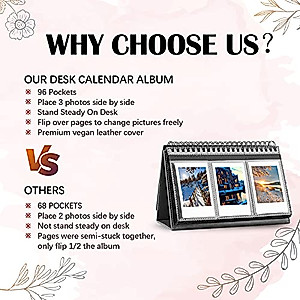 Instax Mini Photo Album for Fujifilm Instax Mini 11 12 9 40 Evo Liplay 8 7+ Instant Camera, 96 Pockets Desk Calendar Polaroid Photo Albums for Polaroid Kodak Zink 2x3" Film & Kpop Photo Card (Black)