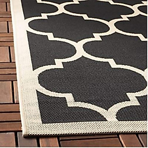 SAFAVIEH Courtyard Collection Accent Rug - 4' x 5'7", Black & Beige, Trellis Design, Non-Shedding & Easy Care, Indoor/Outdoor & Washable-Ideal for Patio, Backyard, Mudroom (CY6918-226)