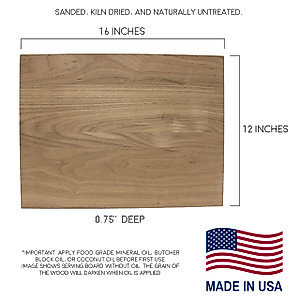 Walnut Hollow Solid Walnut Serving & Charcuterie Board for Entertaining, Weddings, and Gifts (42384)