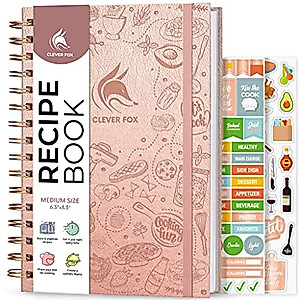 Clever Fox Recipe Book Spiral – Make Your Own Family Cookbook – Blank Recipe Notebook Organizer – Empty Cooking Journal to Write In Recipes – Medium Size, 6.3”x8.3”, Hardcover (Rose Gold)