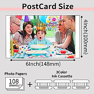 KP-108IN CP1300 Ink and Paper Compatible for Canon Selphy CP1300 CP1500 CP1200 CP1000 CP910 CP900 CP810 CP760 CP770 CP780, KP108 3 Color Ink Cartridges and 108 Sheets Glossy 4x6 Photo Paper