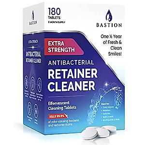 Retainer Cleaner & Denture Cleanser - 180 Effervescent Tablets - 6 Month Supply - Removes Stains, Discoloration, Odors, & Plaque - Clear Aligners, Mouth & Night Guard, All Dental/Oral Appliances