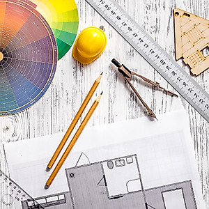 6 Pieces Large Stainless Steel Ruler Metal Yard Stick Rule Measuring 1 Meter 40 Inch/ 100 cm 24 Inch/ 60 cm Measure Straight Edge (40 Inch)