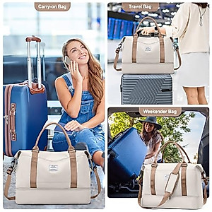 Travel Duffel Bag with Shoes Compartment, Weekender Overnight Bag for Women,Carry on Personal Item Bag,Gym Bag