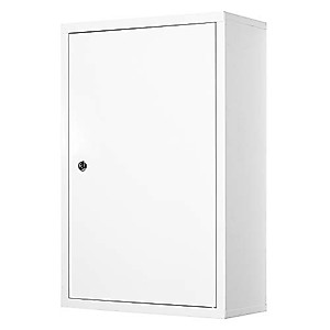 kleankin Steel Wall Mount Medicine Cabinet 3 Tier Emergency Box for Bathroom Kitchen, Lockable with 2 Keys, White