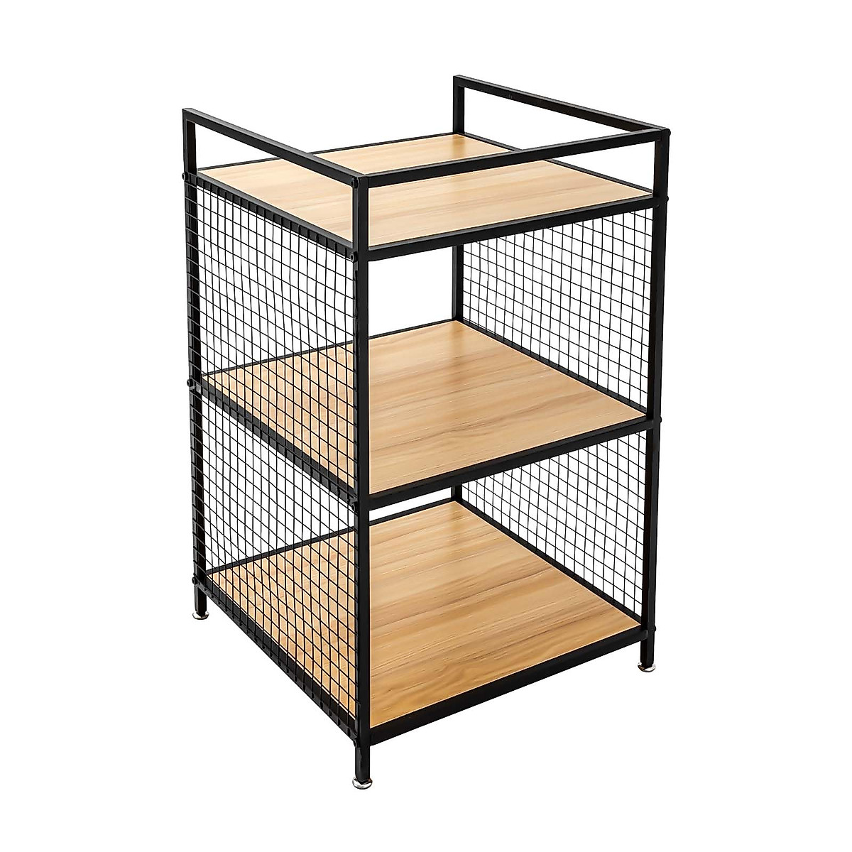 Silencear 3-Tier Heavy Duty Shelving Unit, Small Bookshelf Rustic Wood and Metal Shelving Unit, Wood Storage Shelf with Metal Frame for Living Room, Bedroom, Office, Kitchen, 21.3" x 21.3"x 34.6"
