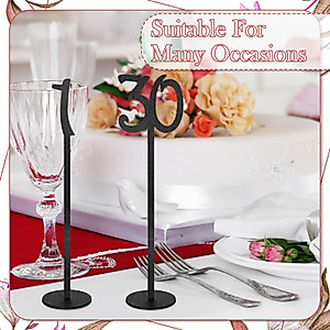 30 Pcs Table Numbers Wedding 1-30 Table Numbers Wood Table Numbers for Wedding Reception Stands Seat Numbers with Holder Base Table Numbers for Wedding Party Event Catering (Black)