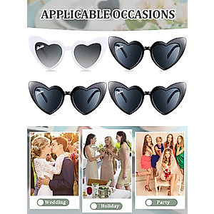Dunzy 7 Pairs Bachelorette Sunglasses Retro Heart Bride Sunglasses Vintage Wedding Sunglasses for Bridesmaid Bridal Party (White, Black, Grey)