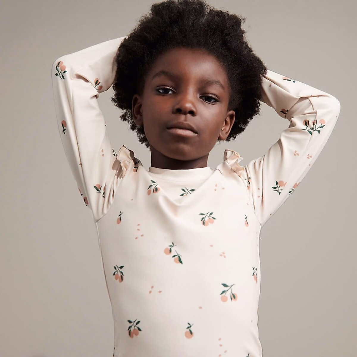 LDIOIF Toddler Girls Long Sleeve Swimsuit Zipper Rash Guard One Piece Bathing Suit UPF50 Pink Cherry Sunsuit w/Ruffle 18-24M