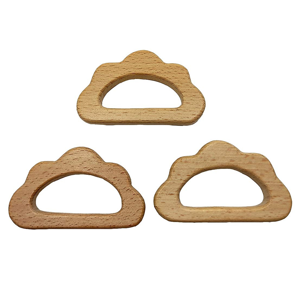 2pcs Natural Wood Cloud Shape Teether Toys DIY Teething Necklace Cute Animal Pendant Nursing Soothing Accessories (Cloud 2pcs)