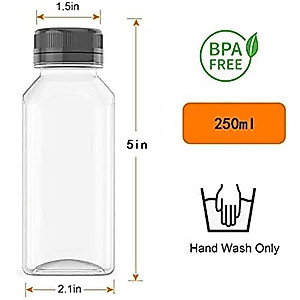 Goiio 8 Pcs 8 Oz Plastic Juice Bottles Empty Clear Containers with Tamper Proof Lids for Juice, Milk and Other Beverage