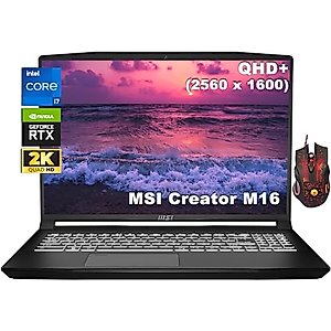 MSI Creator M16 Laptop 2023 Newest, 16" QHD+ Content Creation Laptop, 13th Gen Intel Core i7-13620H(10-Core), GeForce RTX 4060, 32GB DDR5 RAM, 1TB SSD, 180-Degree Lay-Flat, WiFi 6, HDMI, Win 11 Home