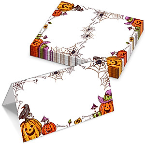 Halloween Tent Labels Seating Table Place Cards Editable location Cards Collapsible Dinner Party Decoration Cards, Halloween Thanksgiving Party Decorations, Set of 25, Easy Folding - FS140