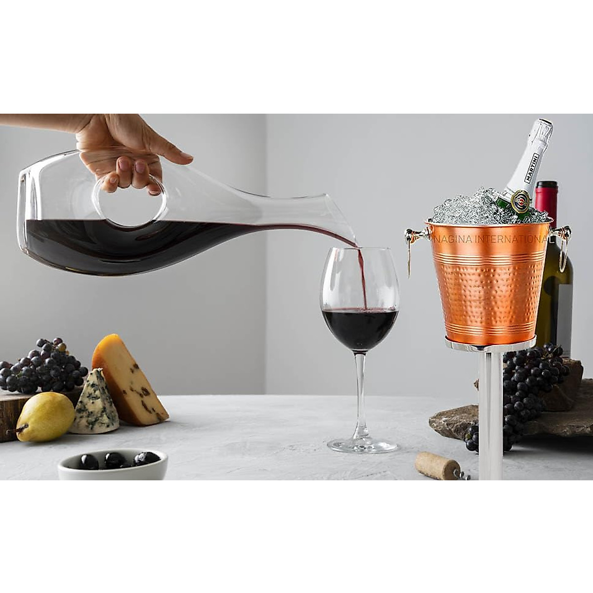 Hammered Copper Lightweight Ice Bucket |Highly Conductive Cooler & Cellar Bucket with Nickel Plated Free Stand | Kitchen Ware & Bar Wares