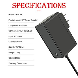 MEROM Halo Bolt AC Adapter & Car Jump Starter - Compatible with Halo Bolt 57720/58830 & More