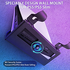 BracNova Wall Mount For PS5 Original, PS5 Slim, and PS5 Pro-Steel PS5 Wall Mount Kit With 2 Removable Controller Holder And Silicone Backrest-Mounts PlayStation 5 on a Wall by Your TV