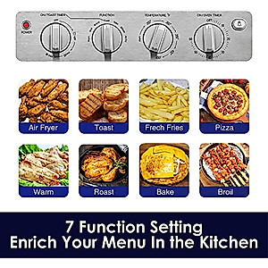 Toaster Oven Air Fryer Combo, AUMATE Kitchen in the box Countertop Convection Oven, Airfryer,Knob Control Pizza Oven with Timer/Auto-Off, 4 Accessories and Recipe Included,1550W,19 QT, Stainless Steel